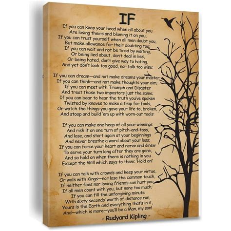 Aatoeax If Kipling Poem Wall Art Rudyard Kipling Inspirational Poster