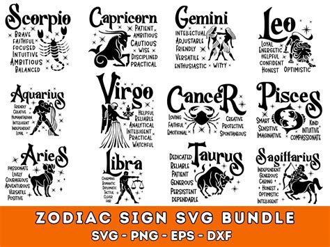 Zodiac Svg Bundle Horoscope Svg Astrology Signs Svg Zodiac Symbols
