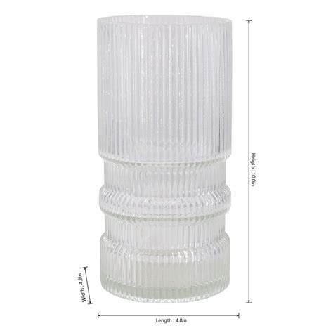 Ribbed Cylindrical Clear Glass Vase 10