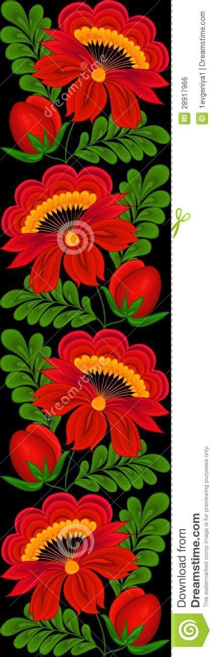 Beira Floral Sem Emenda Vertical Do Teste Padrão Fundo Preto Ilustração do Vetor Ilustração