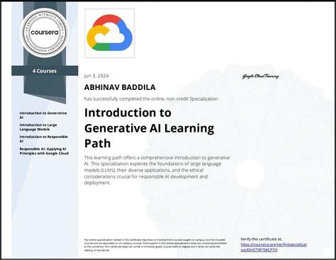 completed generative ai course abhinav baddila posted on the topic