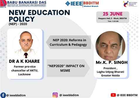 Invited Talk On National Education Policy Nep 2020 Bbditm