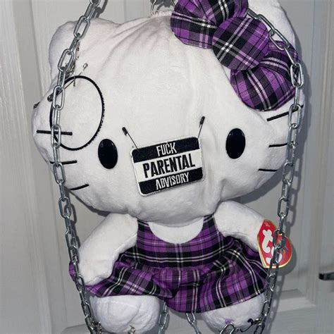 Hello Kitty Goth Purple Chain Plush Backpack Hello Kitty Items Hello