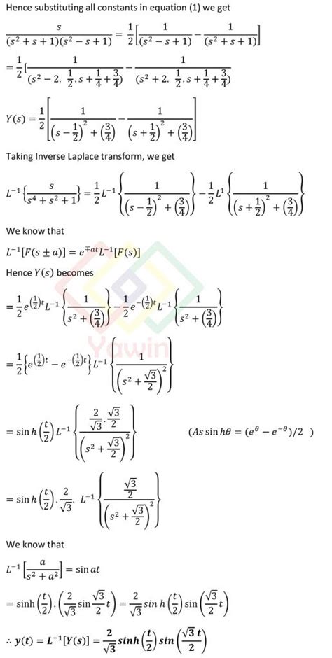 Find The Inverse Laplace Transform Of S S 4 S 2 1 Yawin
