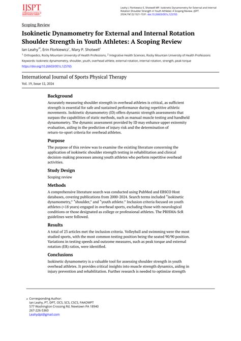Pdf Isokinetic Dynamometry For External And Internal Rotation