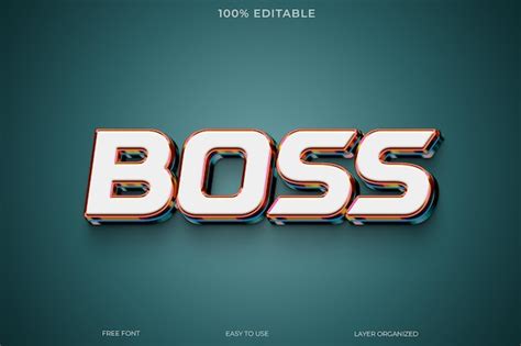 보스 텍스트 효과 글 편집 가능한 타이포그래피 3d 텍스트 스타일 프리미엄 Psd 파일