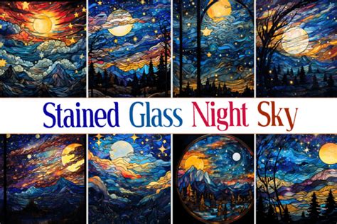 1 Stained Glass Night Sky Night Light Designs And Graphics