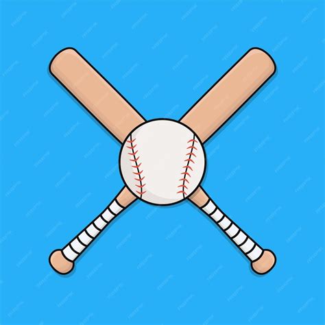 Premium Vector Baseball Ball And Bats Crossed Vector Illustration