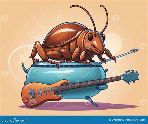 A Cockroach Sits On A Plate With An Egg And Two Sausages Stock Illustration Illustration Of