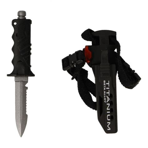 Xs Scuba Beta Titanium Dive Knife With Sheath Black Machinegun