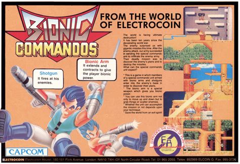 bionic commando capcom video game 1987 uk the arcade flyer archive