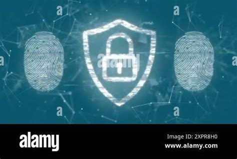 Animation Of Digital Security Shield And Fingerprints With Network Connections Cybersecurity