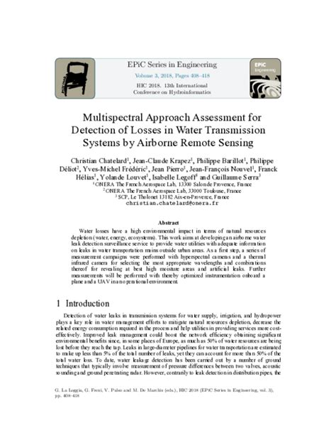 Pdf Multispectral Approach Assessment For Detection Of Losses In Water Transmission Systems By