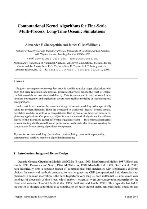 Pdf Computational Kernel Algorithms For Fine Scale Multiprocess Longtime Oceanic Simulations