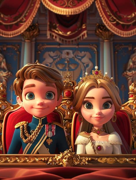 3d Cartoon Princess And Prince Ai Generated Image