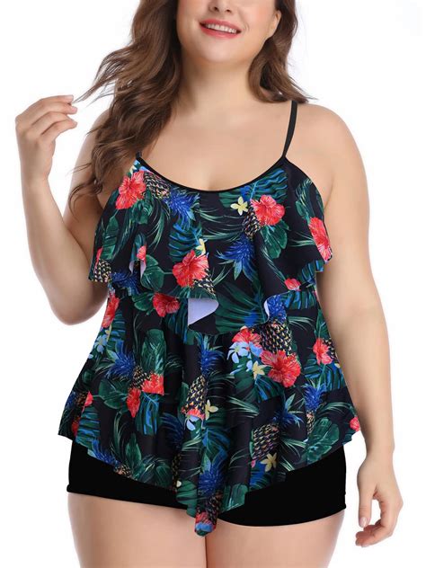 Women Plus Size Tankini Swimsuits Two Piece Tummy Control Bathing Suit