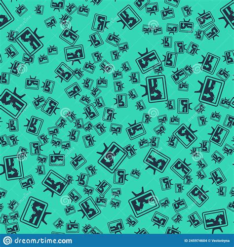 Black Computer Monitor With Graph Chart Icon Isolated Seamless Pattern