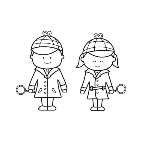 Chica Detective De Dibujos Animados Con Lupa Personaje Detective Con