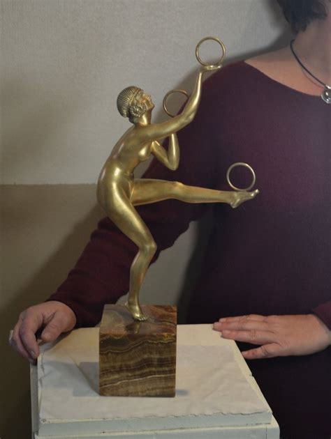 1930fr Dh Chiparus Rare Hoop Dancer 47cm Bronze Sculpture Art Deco