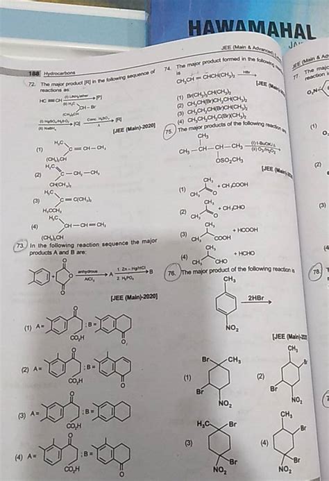 In The Following Reaction Sequence The Major Products A And B Are 76 Th