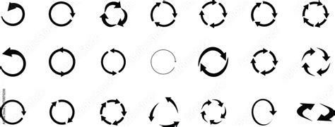 Set Of Circular Arrowsarrow Pictogram Refresh Reload Rotation Loop Sign Set Stock Vector