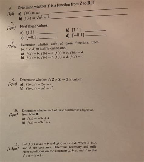 Solved 6 Determine Whether F Is A Function From Z To R If