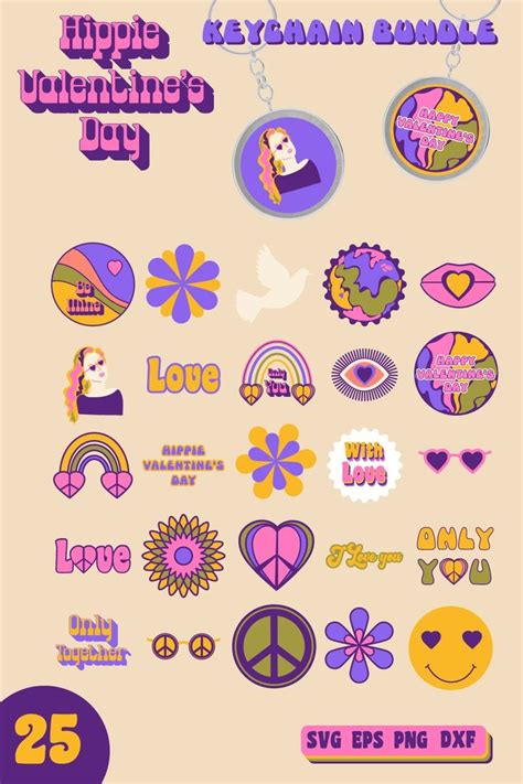 Keychain Svgs Valentines Day Keychain Bundle Hippie Svg Valentines Valentines Day Keychain