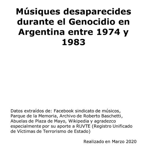 Músicos Y Músicas Desaparecidos Durante La última Dictadura Cívica