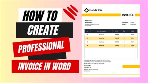 How To Create Professional Invoice In Ms Word Ms Word Course Invoicetemplate Youtube