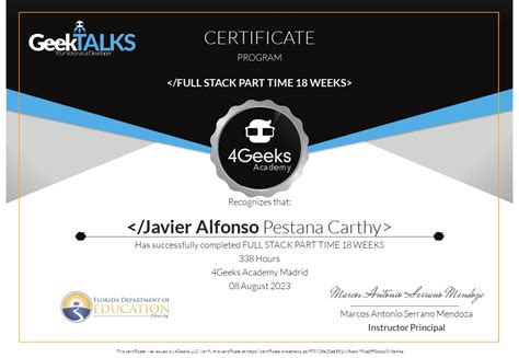 Javier Pestana Carthy On Linkedin Certificate Of Full Stack Part Time