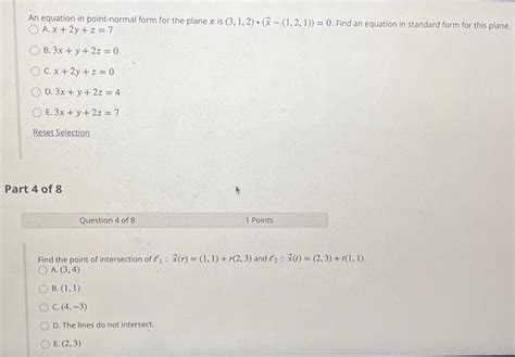 Solved An equation in point normal form for the plane π is Chegg