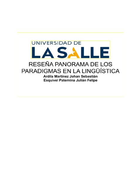Reseña Paradigmas De La Linguistica Pdf Noam Chomsky Lingüística