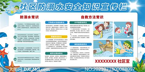 社区防溺水安全知识宣传栏psd素材大图网图片素材