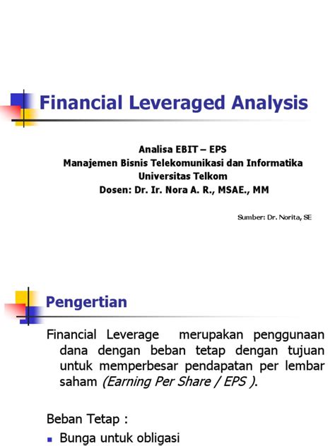 Ebit Eps Analysis Financial Leveraged Analysis Pdf
