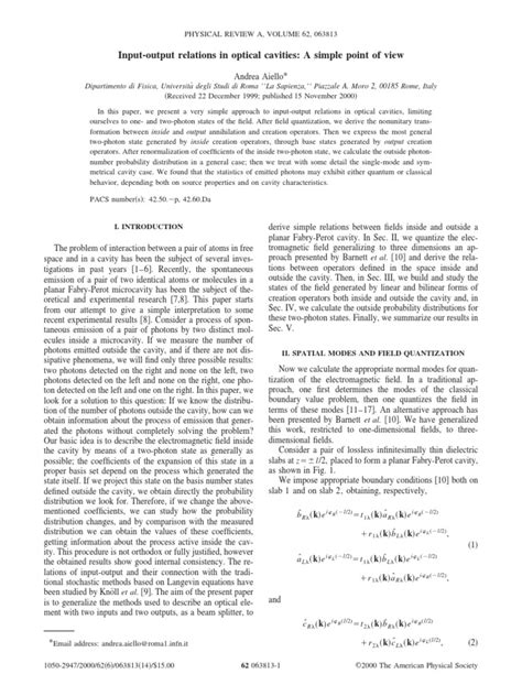 input output relations in optical cavities a simple point of view
