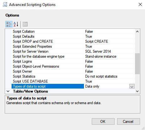 Using SSMS How To Generate Efficient Insert Scripts Stack Overflow
