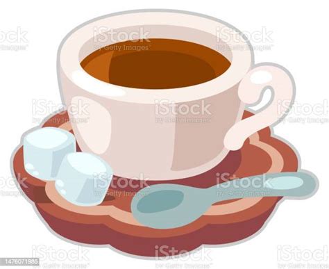 Sugarcologne와 귀여운 간단한 요리 벡터 일러스트 레이 션과 차의 그림 마실 것에 대한 스톡 벡터 아트 및 기타 이미지