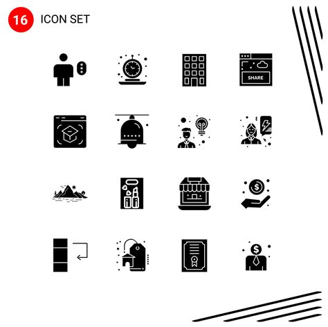 16 User Interface Solid Glyph Pack Of Modern Signs And Symbols Of Education Sharing Retro Share
