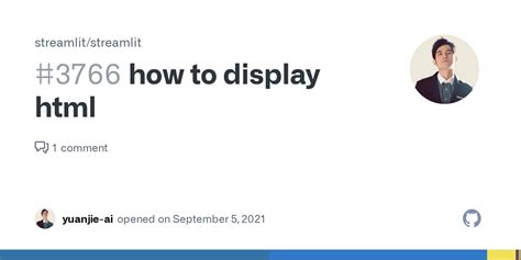 How To Display Html Issue Streamlit Streamlit Github