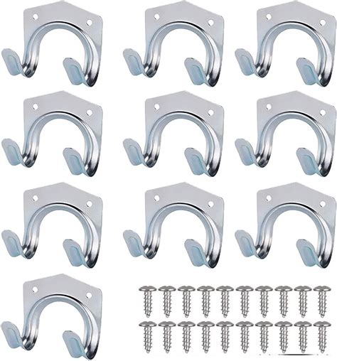 10 Pieces Tool Storage Hooks Metal Tool Hooks Double Hook Wall