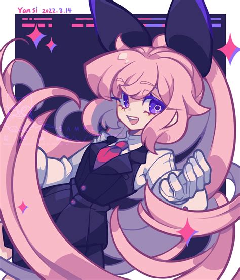 Xianyudian Laoban Original Highres 1girl D Artist Name Black Bow Black Vest Border Bow