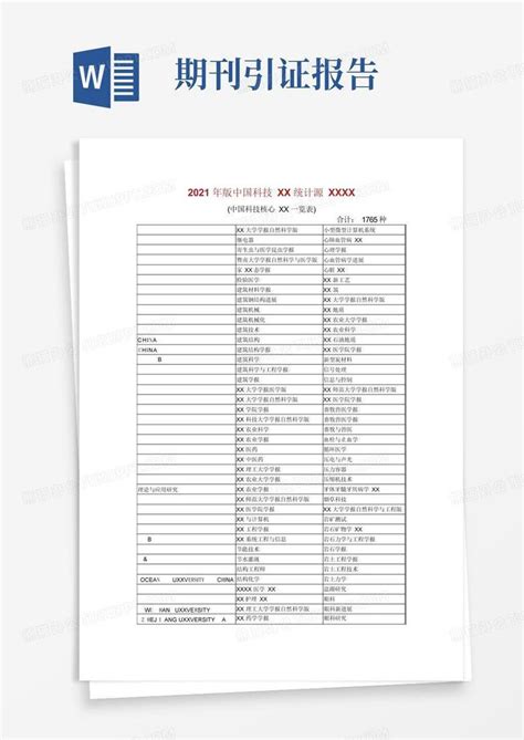 中国科技期刊引证报告版中国科技论文统计源 2 Word模板下载 编号qxpewraj 熊猫办公