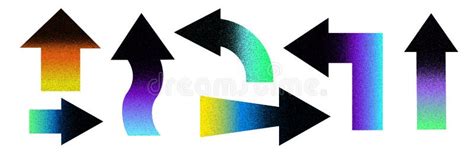 set of arrows with various shapes and gradient fills stock illustration