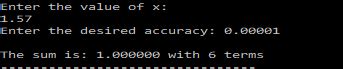 Sine Infinite Series C Output BragitOff