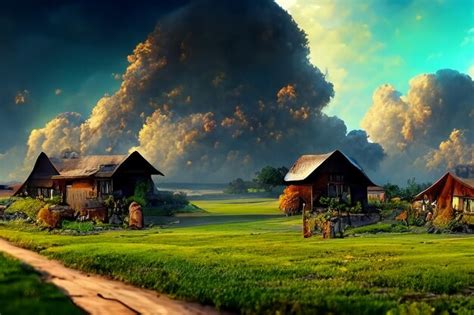 3d Render Digital Art Fantasy Rural High Quality Wallpaper Premium Ai