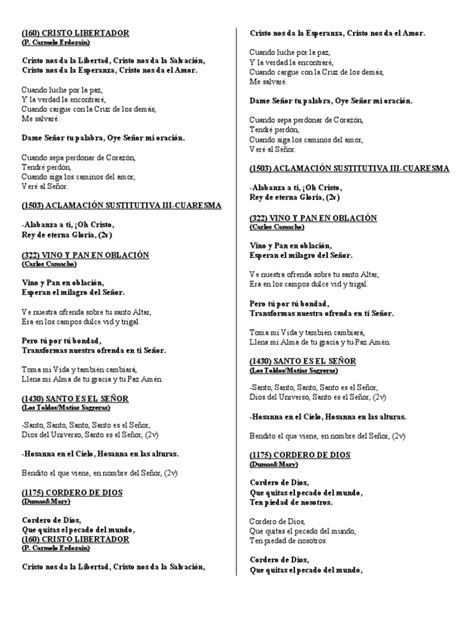 Cantos 4to Domingo Cuaresma 2020 Pdf Cristo Título Pecado