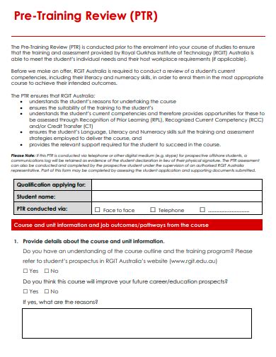 Free 50 Training Review Samples In Pdf Ms Word