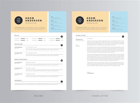 Clean CV ou CV et modèle de lettre de motivation Vecteur Premium