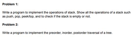 Solved Write A Program To Implement The Operations Of Stack