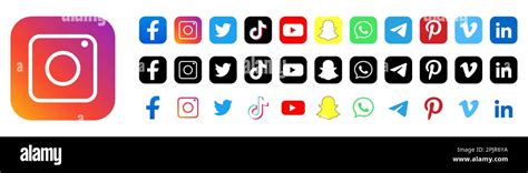 Collection Of Popular Social Media Logos Facebookinstagram Twitter